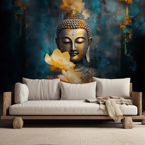 Gario Fototapeta Budha a zlaté květiny Materiál: Vliesová, Rozměry: 200 x 140 cm