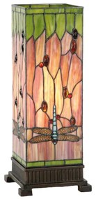 Stolní lampa Tiffany Square dragonfly – 18x18x45 cm