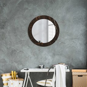 Kulaté zrcadlo tištěný rám Hnědý mramor fi 60 cm