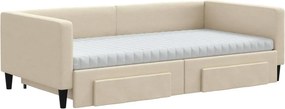 Válenda s přistýlkou a zásuvkami krémová 100 x 200 cm textil 3196641