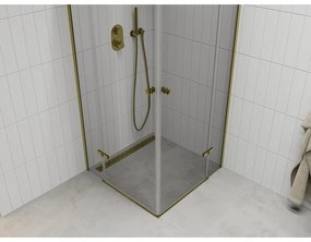 Mexen Roma Duo sprchový kout s otočnými dveřmi 80 x 80 cm, Průhledné, Zlatá - 854-080-080-50-00-02