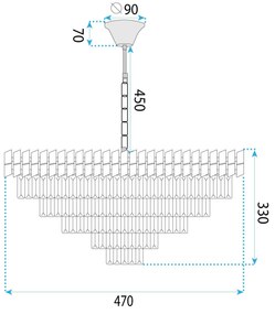 Toolight Toolight, křišťálové stropní svítidlo 50cm, 7xE14, G054-CP, zlatá, OSW-08948