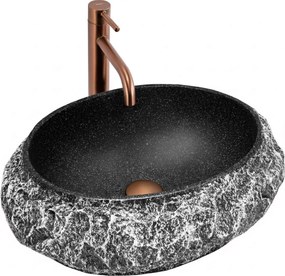 Rea Mika Gabro, umyvadlo na desku 480x380x155 mm, imitace kamene-černá, REA-U0634