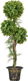Umělý bobkový strom HOMCOM s 3 koulemi a cementovým květináčem, Vnitřní a venkovní, Výška 115 cm