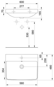 Bruckner - Zápustné umyvadlo NERON 60x48 cm bílá