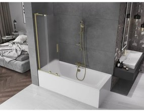 Mexen Velar L, 2-křídlová posuvná vanová zástěna 70 x 150 cm, 8mm sklo námraza, zlatá matná, 896-070-003-31-55