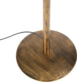 Moderní stojací lampa zlatá s stínítkem černým se zlatem - Simplo