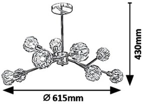 Rabalux 5395 - Lustr na tyči KASSIA 9xG9/5W/230V
