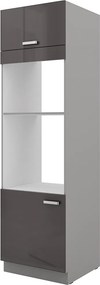 GREY gr | vysoká skříňka 60 DPM-210 2F na vestavnou troubu a mikrovlnku | 60 cm | světle šedá/tmavě šedá lesk