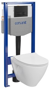 Cersanit Mille, System50 MECH podomítkový rám + závěsná wc mísa Mille Plus CleanOn + černé tlačítko MOVI II, S701-756