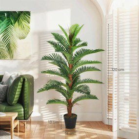 HOMCOM Umělá palma 120 cm s 24 listy z PEVA, dekorativní rostlina s plastovým květináčem, zelená