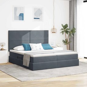 Postel s úložným prostorem s čelo Tmavě šedá 180 x 200 cm samet 3372234
