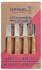 Opinel Les Essentiels Natural sada nožů a škrabky 4 ks, 001300