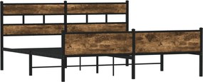 Kovový rám postele bez matrace kouřový dub 180 x 200 cm 3308491