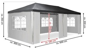 Zahradní stan 3×6 m s klik systémem a bočními stěnami