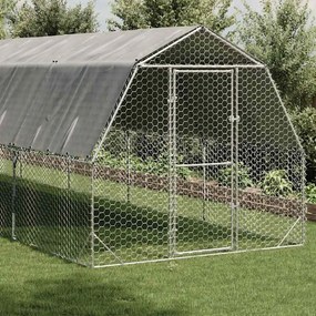 Výběh pro slepice se střechou 2,5x12x2,25 m pozinkovaná ocel 3328525