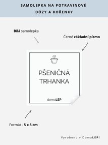 PŠENIČNÁ TRHANKA– průhledná samolepka na dózu, základní písmo, 5 × 5 cm | DomaLEP