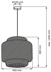 Lustr na lanku BERTA 1xE27/20W/230V pr. 40 cm bambus