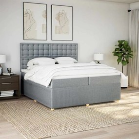 Box spring postel s matrací světle šedá 200 x 200 cm textil 3294477