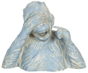 Modro-krémová dekorace smějící se opice Singe - 24*11*19 cm