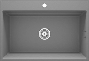 Deante Magnetic, 1-komorový granitový dřez 760x520x220mm, šedá metalíza, DEA-ZRM_S10B