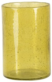 Žlutý skleněný svícen na čajovou svíčku – 10x15 cm