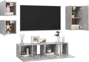 5dílný set TV skříněk betonově šedý kompozitní dřevo 3079115