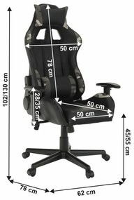 Herní židle EMRE — ekokůže, černá/army vzor, nosnost 150 kg Kondela