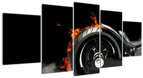 Obraz hořící motorky