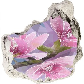 Wallmuralia 3D díra na zeď Růžová magnolie 75x75 cm
