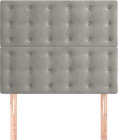 Čelo postele světle šedé 90x5x118/128 cm sametové 3116802