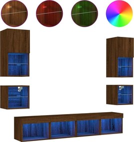 vidaXL 8dílná obývací stěna s LED osvětlením kompozitní dřevo [3216595] Barva: Bílá