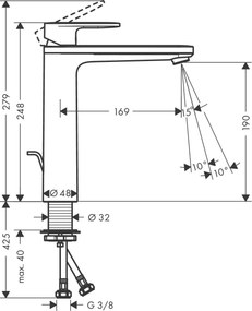 Hansgrohe Vernis Blend, umyvadlová baterie 190 s výpustí, EcoSmart, chromová, 71572000