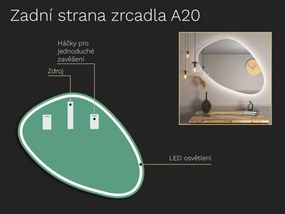 Organické LED zrcadlo s osvětlením A20 55x47