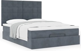 Osmanský rám postele s matracemi tmavě šedá 140x190cm samet 3313470