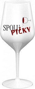 SPOLUPIČKY - bílá nerozbitná sklenice na víno 470 ml