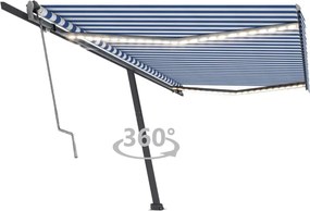 vidaXL Automatická markýza LED a senzor větru 500 x 300 cm [3069794] Barva: Modro-bílá