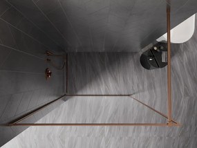 Mexen, Mexen Kioto-XF sprchová stěna s rámem 50 x 202 cm, transparentní 10 mm, broušená měď - 800-050-104-65-00-X