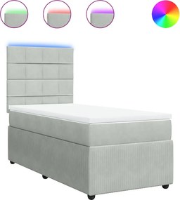 Box spring postel s matrací světle šedá 100x200 cm samet 3294562