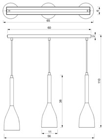 Lustr na lanku MUZA 3xE27/60W/230V