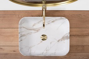 Rea Demi, keramické umyvadlo na desku 505x395x130 mm, imitace kamene Shiny Aiax, REA-U4100