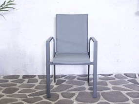 Hliníkový zahradní nábytek: stůl Jerry 220cm tmavě šedý a 8 stohovatelných křesel Jony