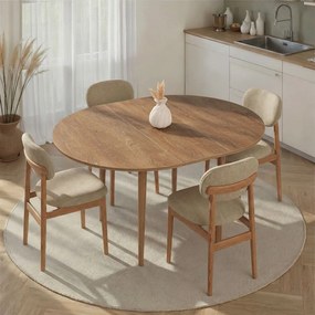 Kulatý rozkládací jídelní stůl s přídavnou deskou v dekoru dubu ø 100 cm Viona – Kalune Design