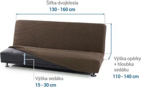 Super strečové potahy NIAGARA tabáková dvojkřeslo s dřevěnými rukojeťmi (š. 130 - 160 cm)