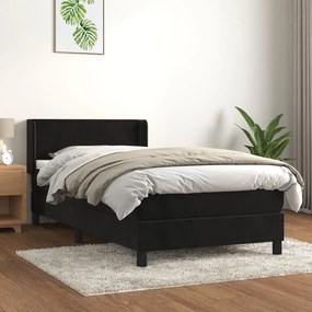 Box spring postel s matrací černá 90x190 cm samet,  3130813