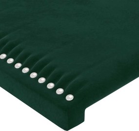 Čelo postele s LED tmavě zelené 203 x 16 x 118/128 cm samet 3123977