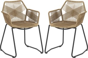 HOMCOM Sada 2 jídelních židlí, ratanový design, bohémský styl, ocelová základna 56 x 59 x 74 cm | Aosom