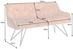 Designová lavice Natasha 156 cm hořčicový samet
