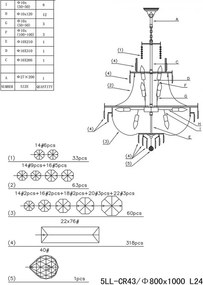 Křišťálový lustr Nestor - Ø 80*105/220 cm E14/max 24*40W