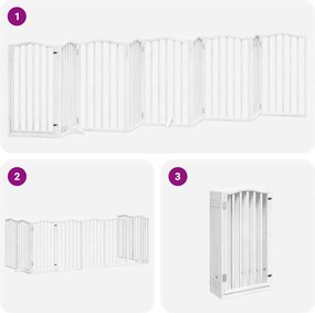 Zábrana pro psy s dvířky skládací 9 panelů bílá 450 cm topol 3155594